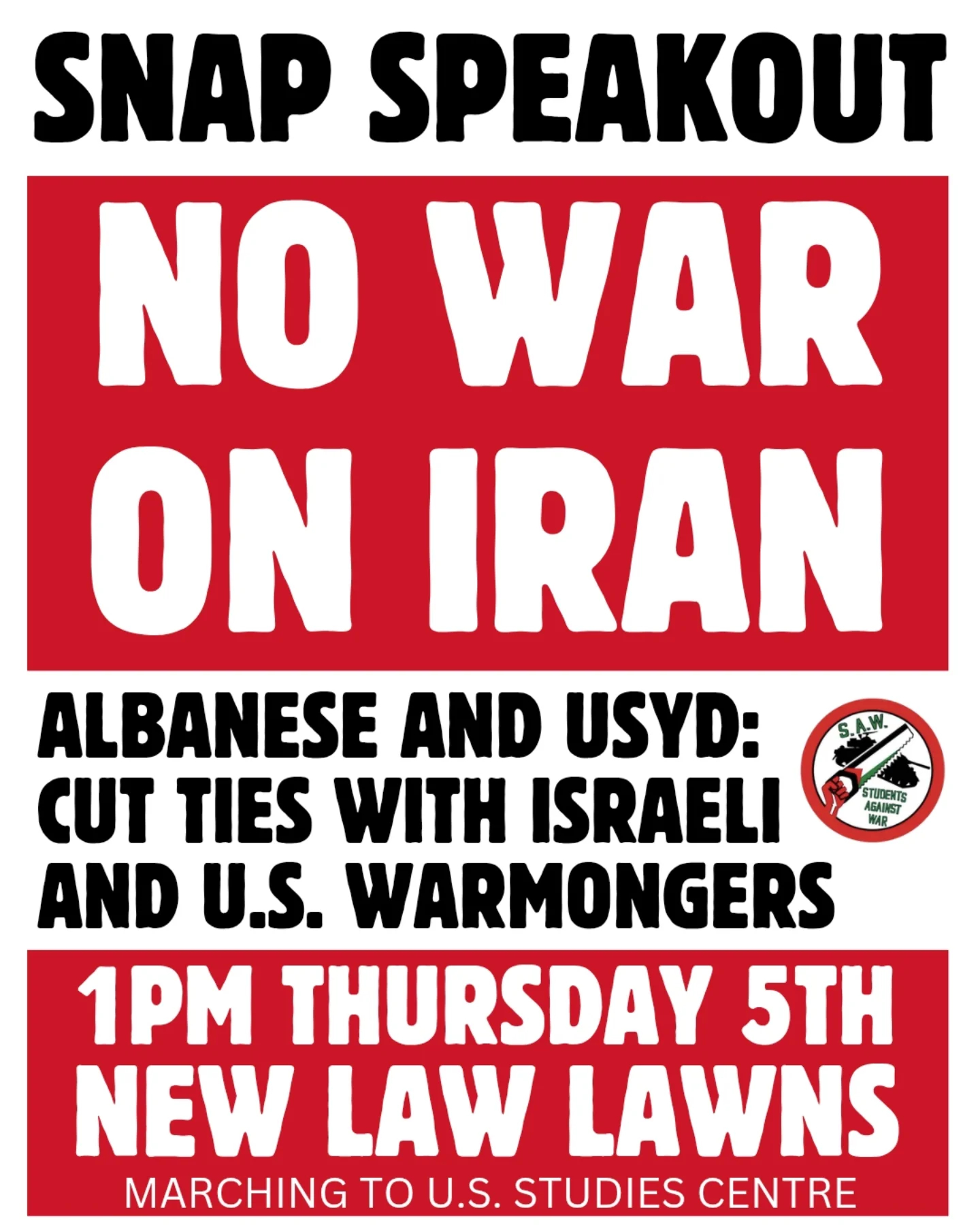 Snap Speakout: No War On Iran
