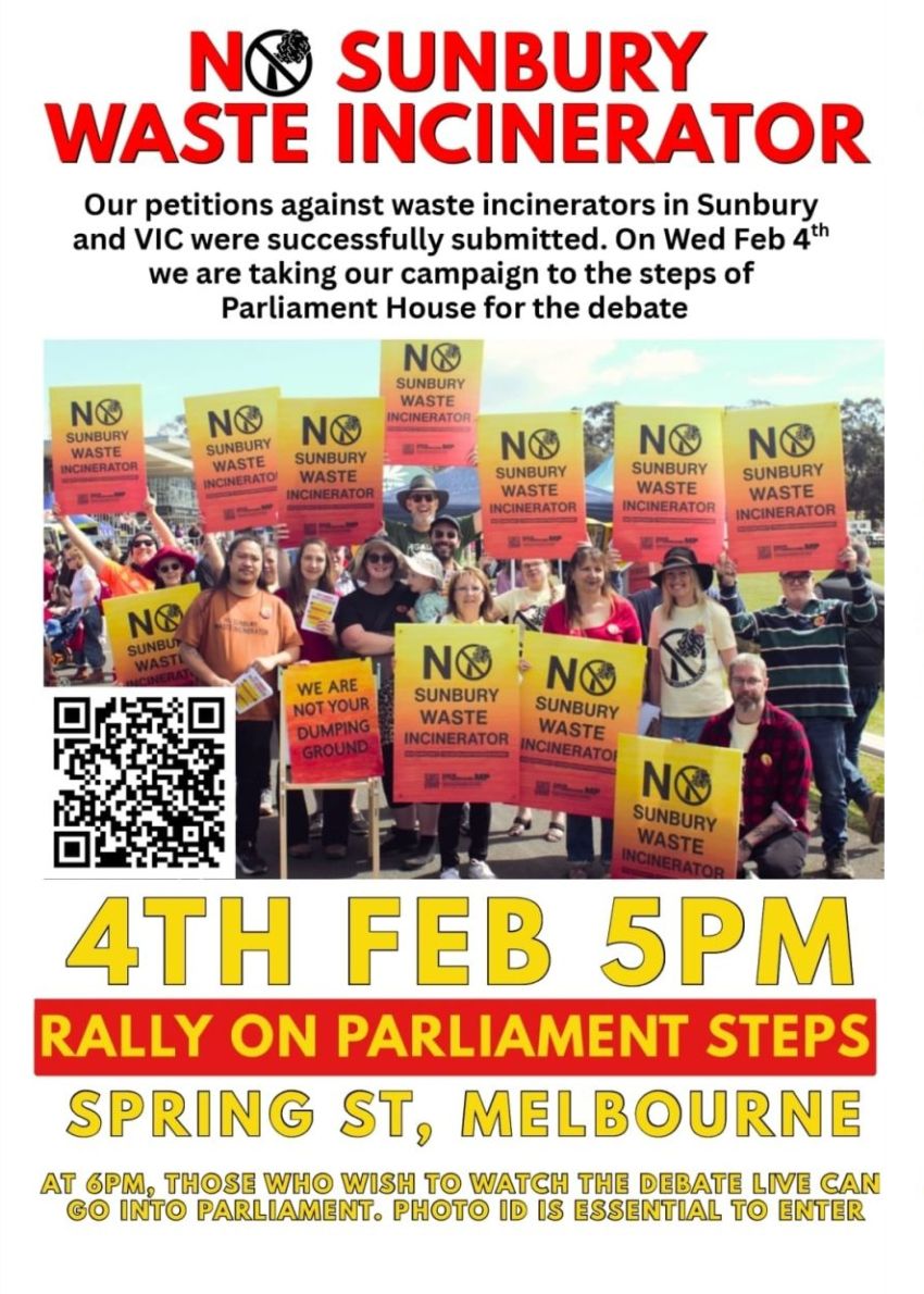 Parliamentary Debate Rally: No Sunbury Waste Incinerator
